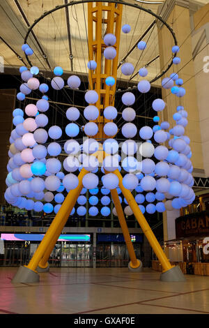 Lighting sculpture in interior of O2 arena at Greenwich Peninsular ...