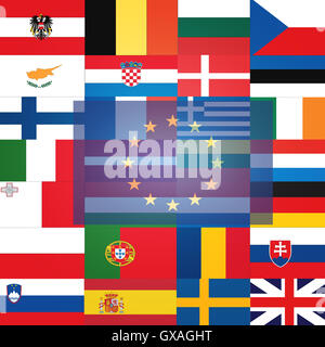 All Flags of The Member states of the EU , EU flag. UN and N.A.T.O ...