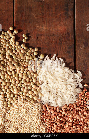 Set of dry barley groats on white background, top view Stock Photo - Alamy