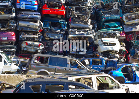 Indianapolis - Circa November 2015 - A Pile of Stacked Junk Cars ...