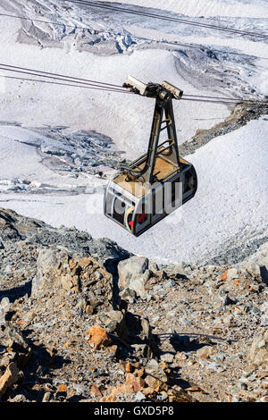 The Grand Montets cable car arriving at the top station, above Chamonix Mont Blanc Stock Photo ...