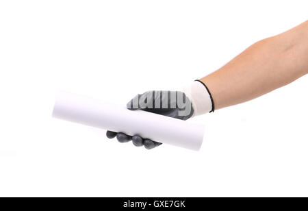 Hand holding rolled up newspaper, side view Stock Photo: 216122875 - Alamy