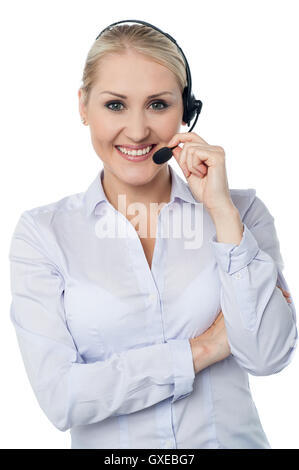 Studio shot Business lady call Stock Photo - Alamy