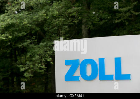 A logo sign outside of the headquarters of the ZOLL Medical Corporation ...