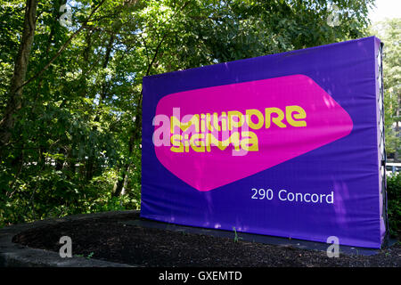 A logo sign outside of the headquarters of MilliporeSigma, formerly ...