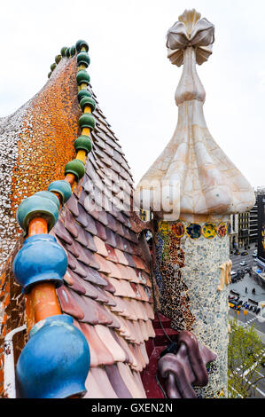 Dragon back roof of Casa Batllo, modernist building by Antoni Gaudi ...
