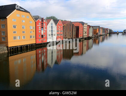 Historic waterside warehouse buildings on River Nidelva, Bryggene ...