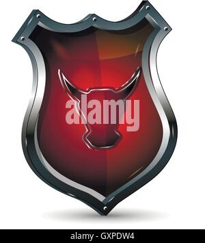 Bull head black shield vector logo concept illustration, Buffalo head ...
