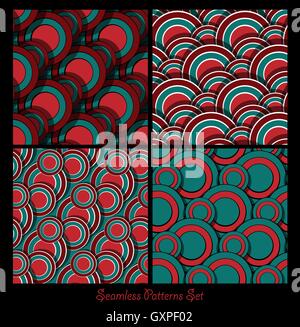 Set of Mandala Seamless Patterns. Black and white round ornament ...