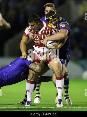 Wigan Warriors' Ben Flower and Chris Tuson (top) celebrate victory ...