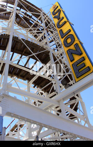 The Cyclone roller coaster sign Stock Photo - Alamy