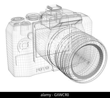 SLR camera. Wire frame Stock Photo - Alamy