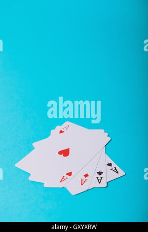 The combination of playing cards poker casino. Four aces and joker ...