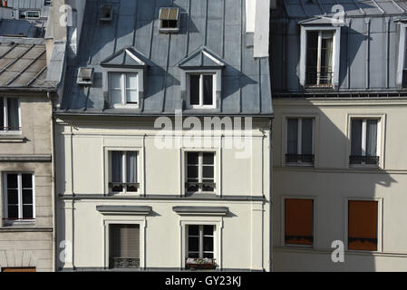 Zinc roof of traditional house,rue Saint Placide,Paris,France Stock ...