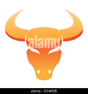 Vector Illustration of Orange Cartoon Bull Icon isolated on a White ...