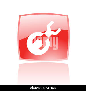 Wrench icon isolated on glossy orange round button abstract ...