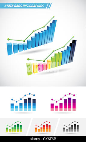 Illustration of Colorful Stats Graph isolated on a white background ...