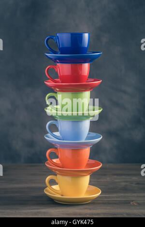 Stack of Six Colorful Cups Stock Photo - Alamy