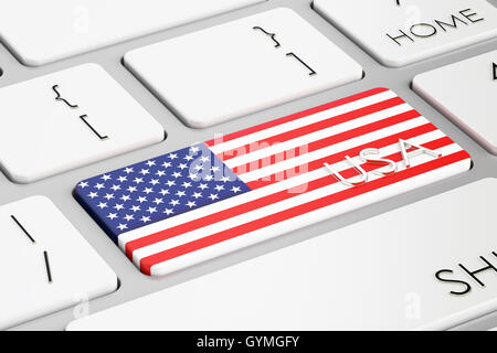 Translate concept on keyboard with USA flag. USA flag button on ...