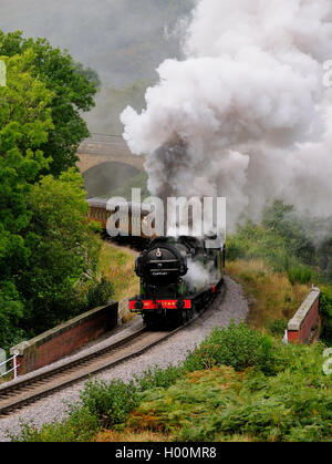 Double-headed steam train climbing the steep gradient at Darnholm on ...