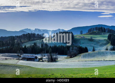 view to Ammergau Alps in autumn, Germany, Bavaria, Wildsteig Stock ...