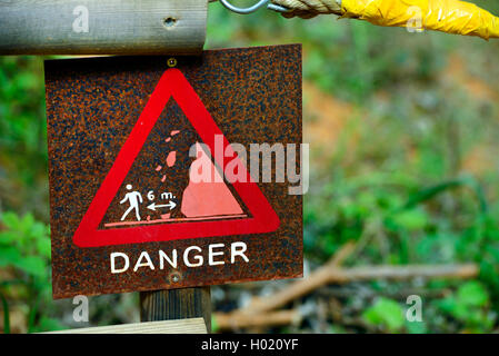 Beware Falling Rocks Sign Stock Photo - Alamy