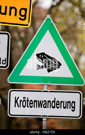 Sign because of toad migration, Germany Stock Photo - Alamy