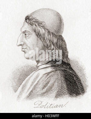 Portrait of Italian poet and scholar Angelo Poliziano, 1800 ca Stock ...