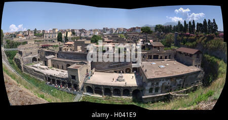 The remains of Herculaneum, a Roman port buried during the volcanic ...