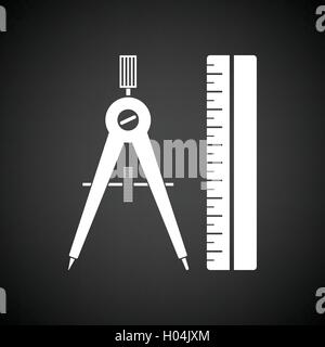 Compasses and scale icon. White background with shadow design. Vector ...
