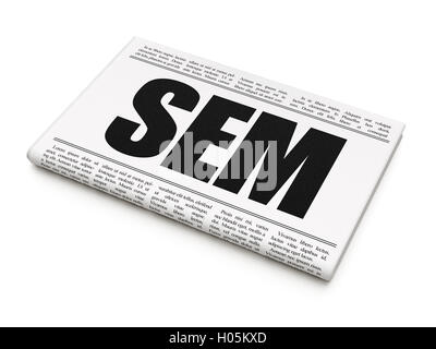 Advertising concept: newspaper headline SEM Stock Photo - Alamy