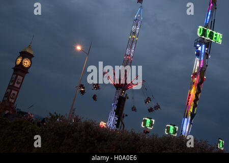 Fairground rides weymouth at night Stock Photo - Alamy