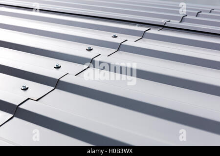 gray corrugated metal cladding on industrial building roof Stock Photo ...
