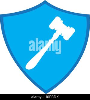 Isolated silhouette of a gavel on a heraldry shield, Vector ...