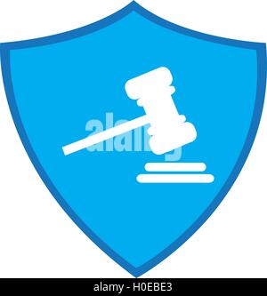 Isolated silhouette of a gavel on a heraldry shield, Vector ...