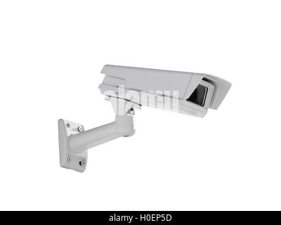 Heavy duty exterior surveillance camera back view isolated on white ...