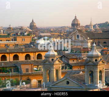 Historic Rome city skyline with domes and spires seen from Janiculum ...