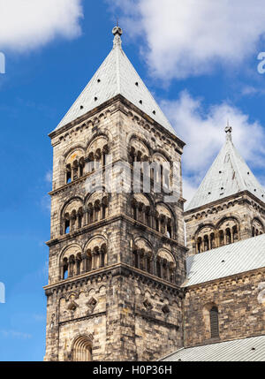 Church architecture, Romanesque cathedral, Lund, Scania, Sweden Stock ...
