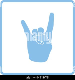 Rock hand icon. Blue frame design. Vector illustration Stock Vector ...