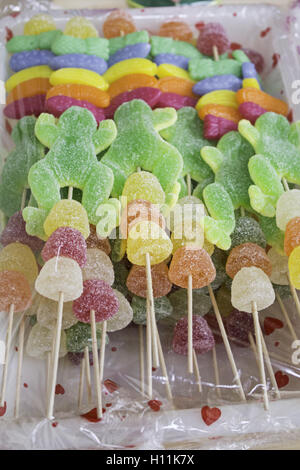 Skewer gummy and sugary sweets, trade and sale Stock Photo - Alamy