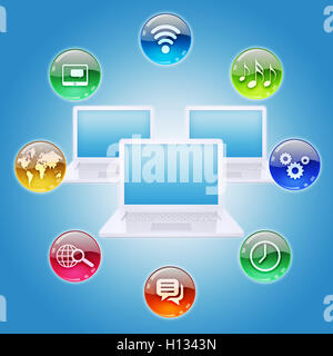 Laptop and program icons Stock Photo - Alamy
