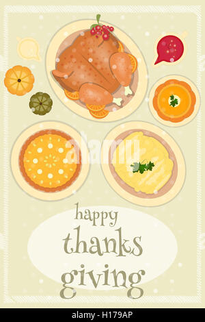 Roast Turkey Thanksgiving Day and Traditional Dishes - Cranberry Sauce ...