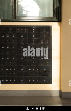 Pattern of rows of metal PO Boxes at the Post Office Albury NSW ...