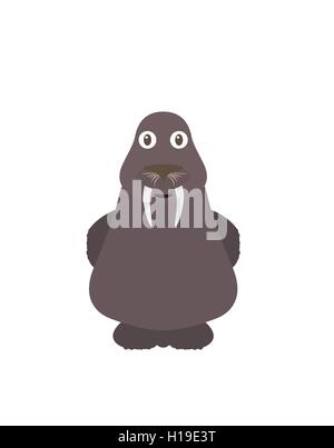 Walrus face front view. Animal head in cartoon style Stock Vector Image ...