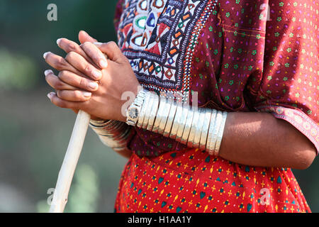 Tribal Jat woman in a rural village in the district of Kutch, Gujarat ...