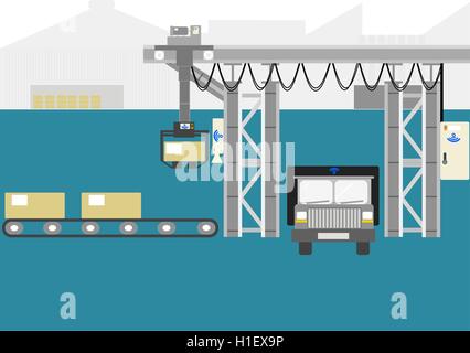 Delivery and unloading of goods process from cargo ship 3d isometric ...