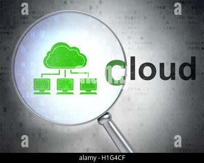 Cloud networking concept: Cloud with optical glass on digital ...