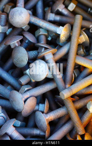Close up bunch of used tools on wooden table background Stock Photo - Alamy