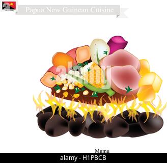 Papua New Guinean Cuisine, Illustration of Mumu or Traditional Maori ...