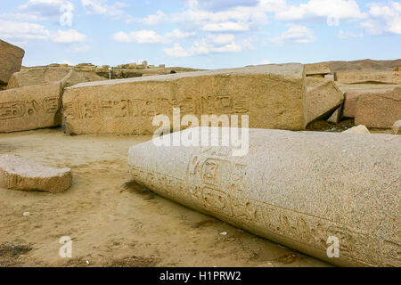 Egypt, Nile Delta, Tanis, First pylon, with reused palmiform columns ...